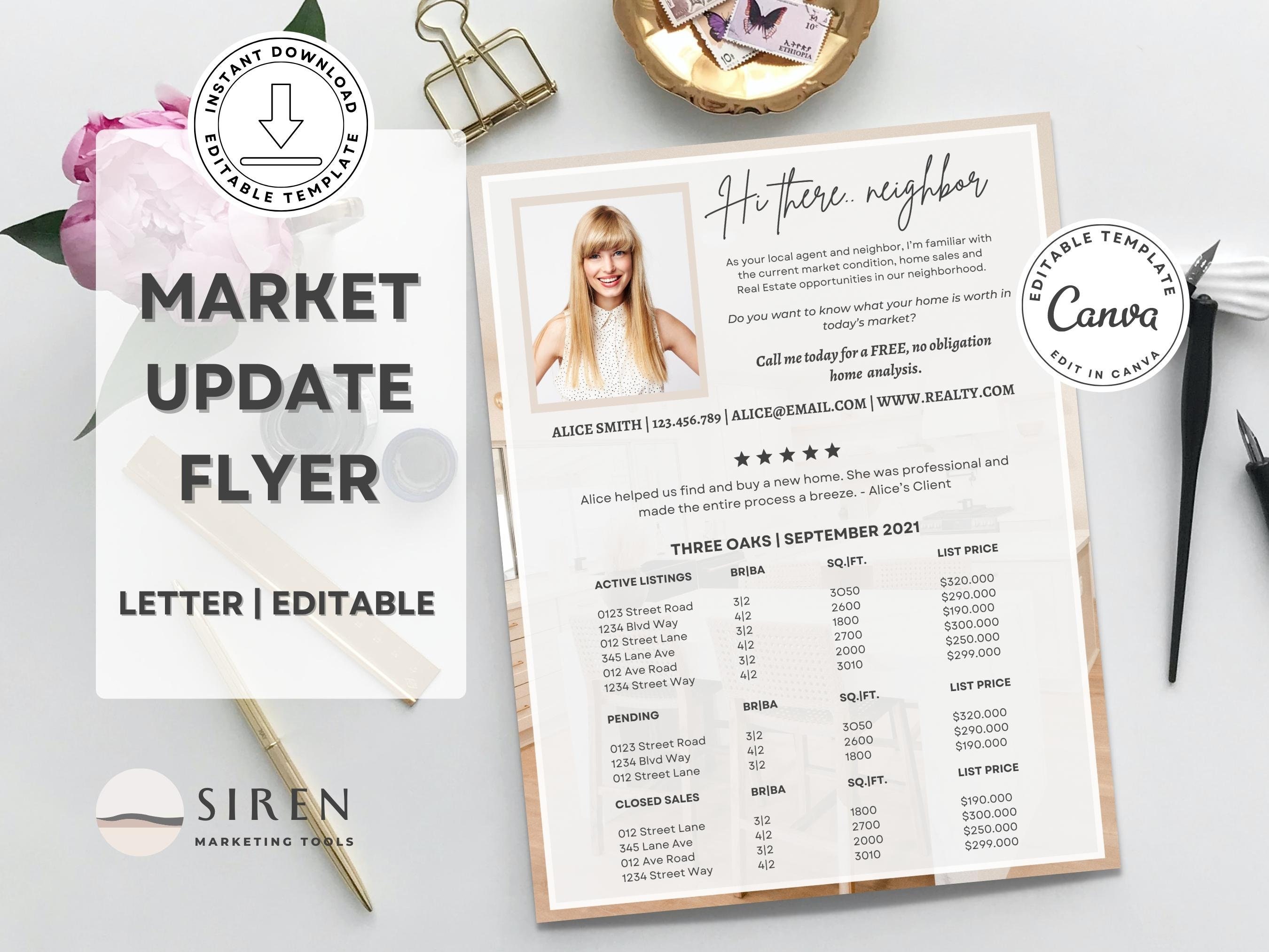 Market Update Real Estate Flyer Template for Realtor Marketing and ...