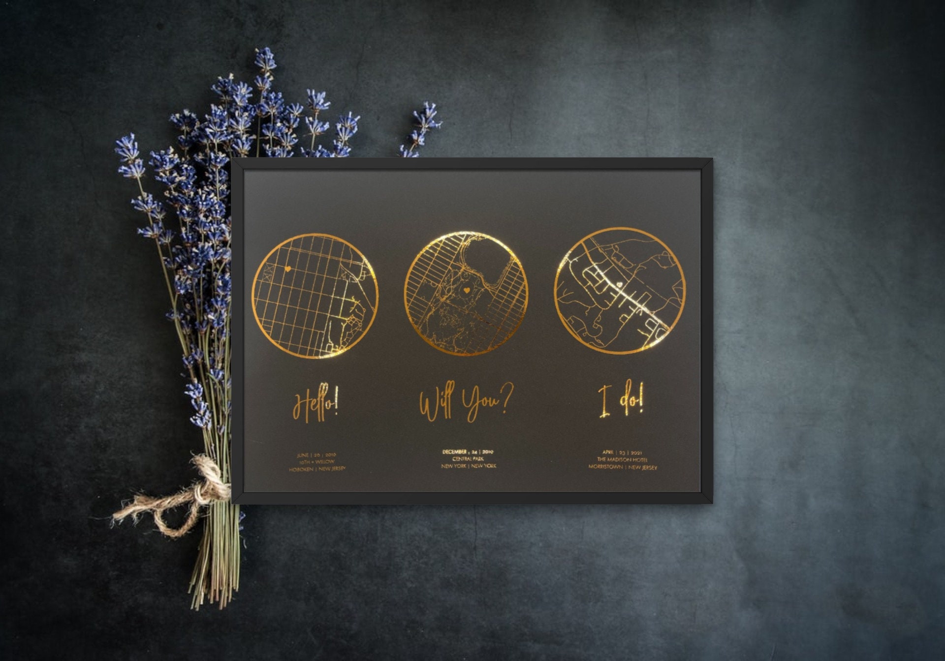 Real Foil 'our Story' Timeline With MAPS - Etsy