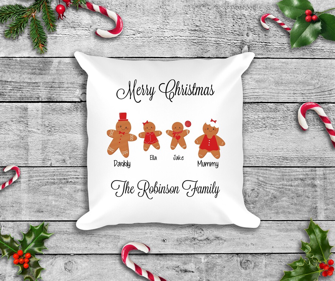 Personalised Gingerbread Family Christmas Cushion. - Etsy