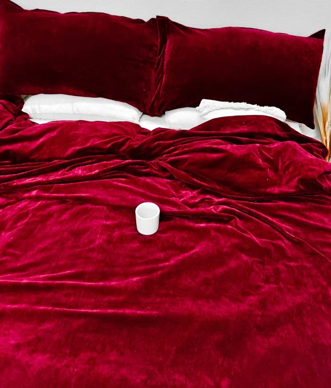100% Velvet Red Duvet Cover Velvet Comforter Duvet Cover Handmade Quilt ...