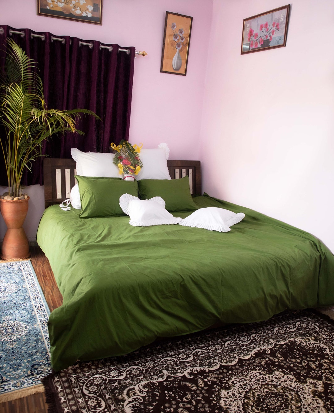 Linen 100% Pure Moss Green Duvet Cover Comforter Duvet Cover Handmade ...