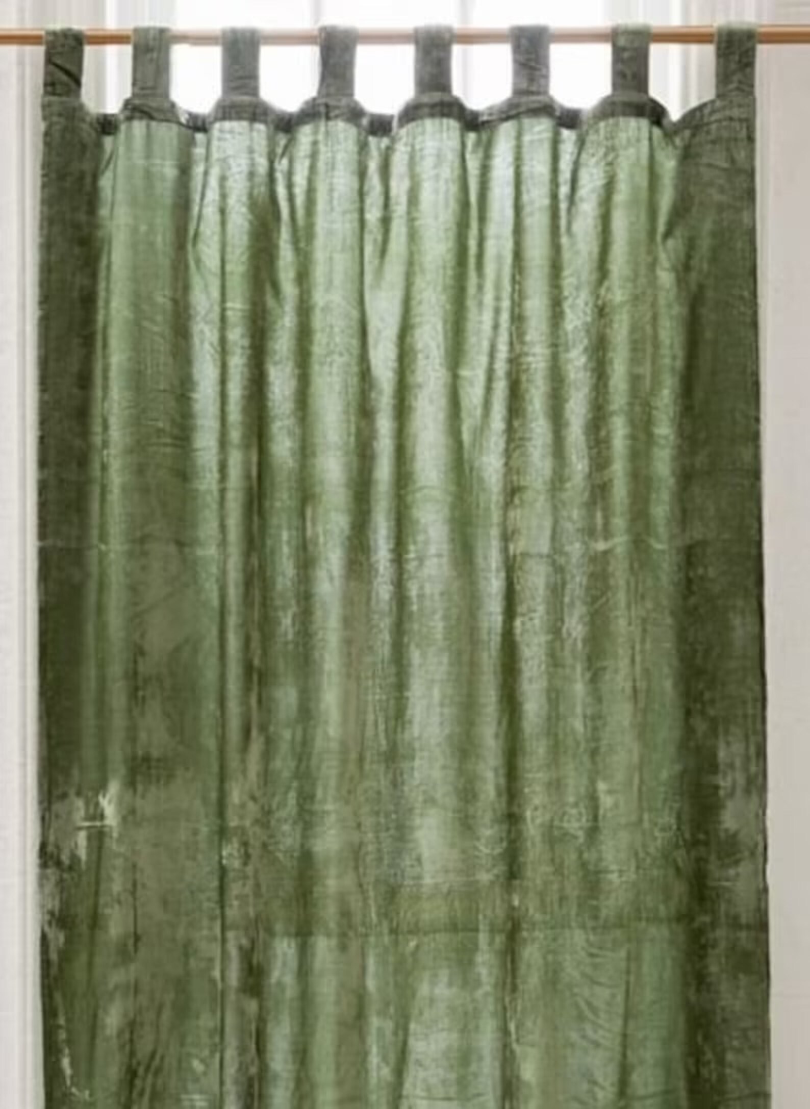 Sage Color Velvet Door Curtain 2 Panel Handmade Boho Curtains Sage ...