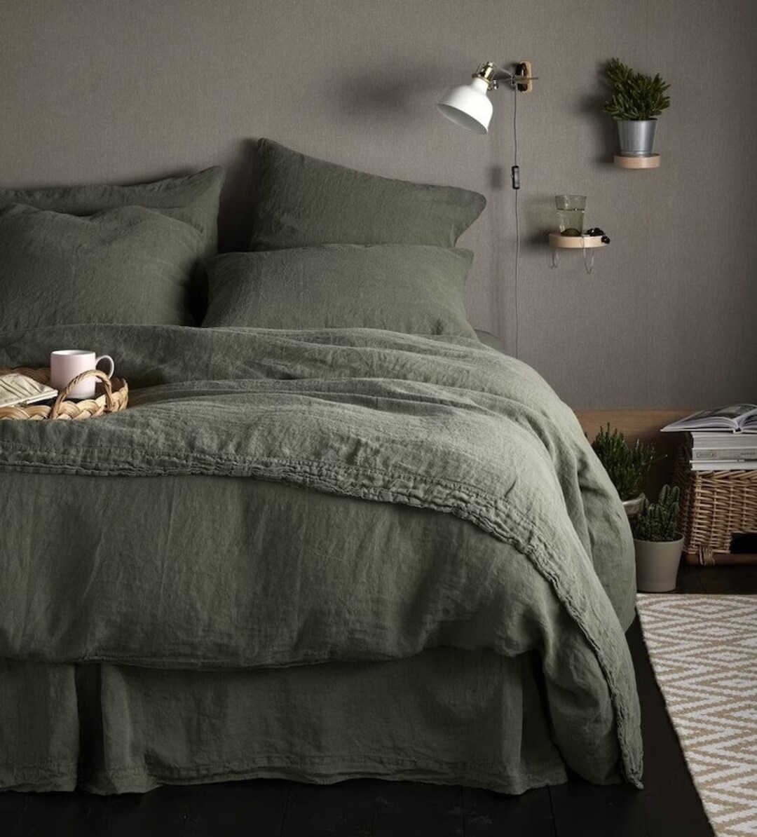 Linen 100% Pure Olive Green Duvet Cover Comforter Duvet Cover - Etsy