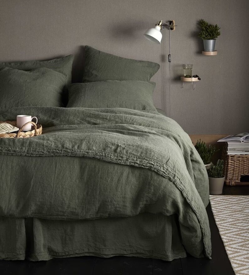Linen 100% Pure Olive Green Duvet Cover Comforter Duvet Cover - Etsy