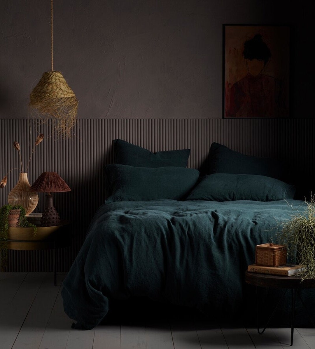 Emerald Green Duvet Cover Emerald Green Color Washed Linen - Etsy