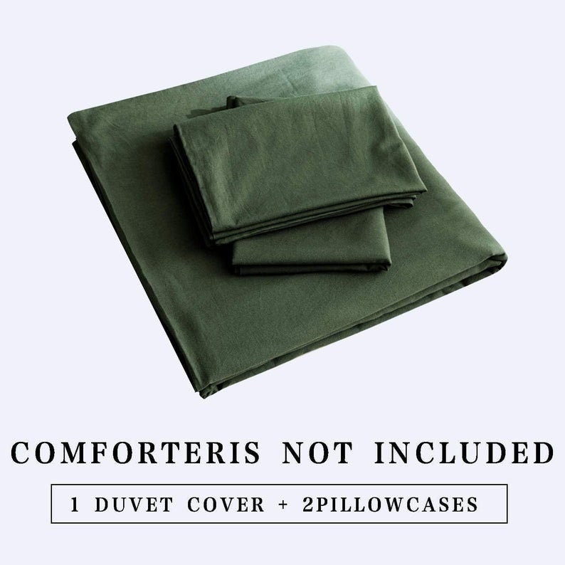 Linen 100% Pure Dark Moss Green Cover Comforter Duvet Cover - Etsy