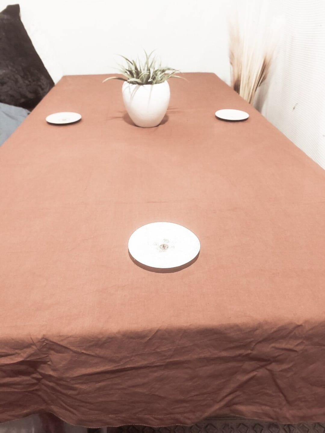 Clay Tablecloth, Rectangle, Farmhouse Tablecloth, Soft Linen Table ...