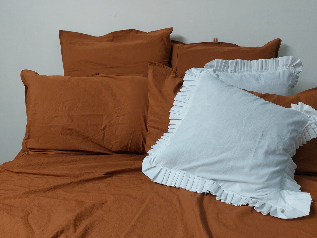 Linen 100% Cinnamon Sheet Set /cinnamon Bedding / Linen Bedding Set / 1 Flat Sheet + 1 Fitted ...