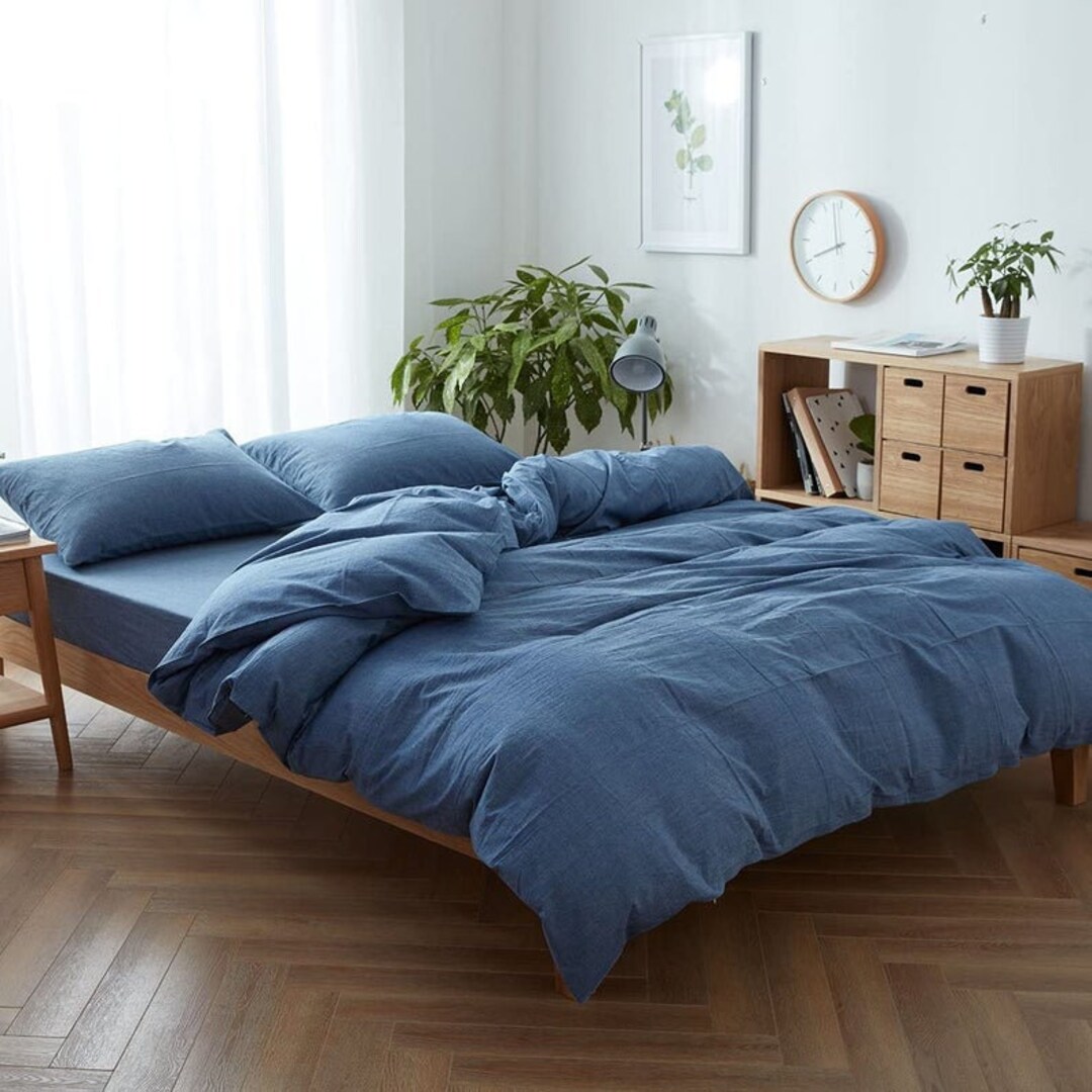 Linen 100% Denim Sheet Set /denim Bedding Set /linen Bedding Set / 1 ...