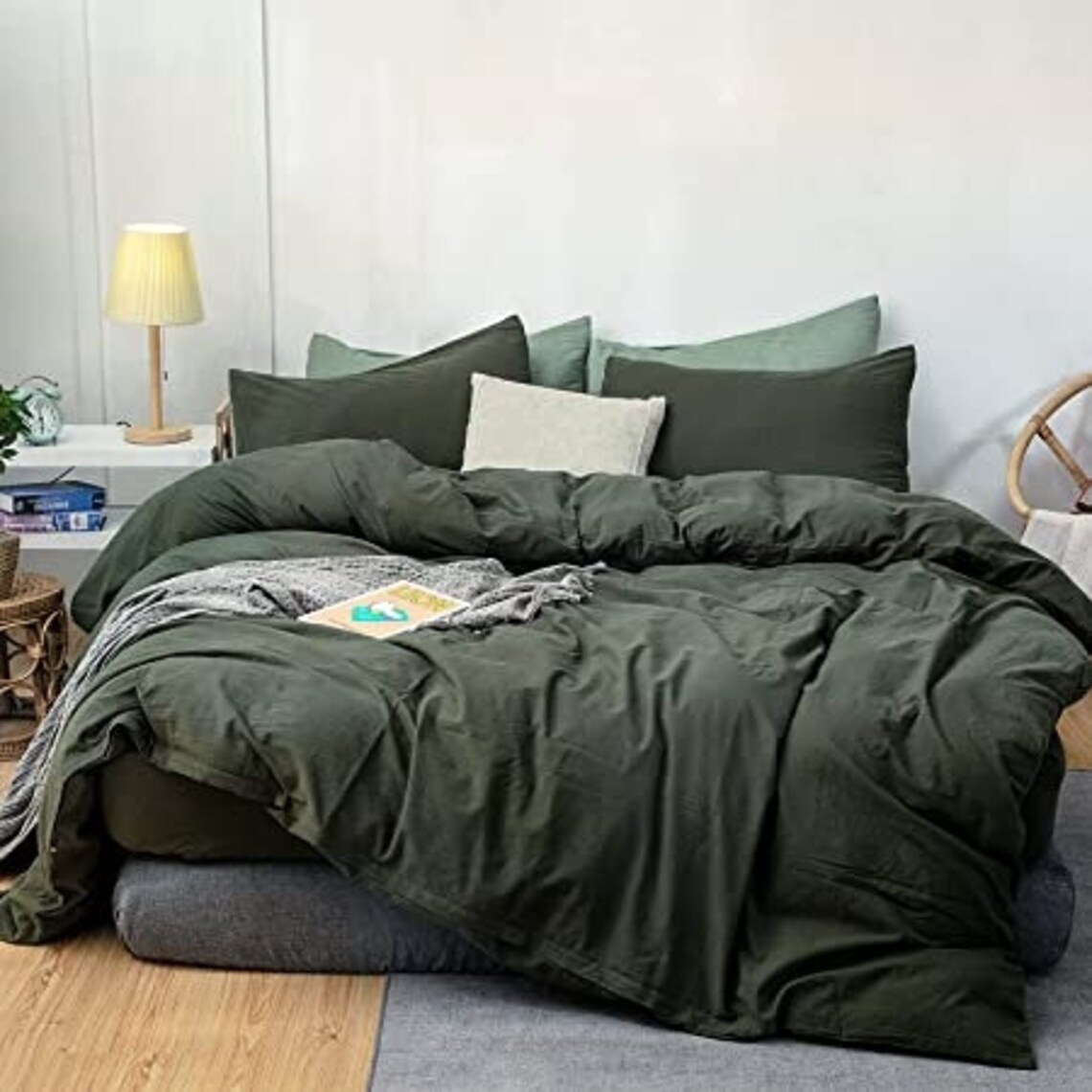 Linen 100% Pure/ Army Green Color Washed Cotton Duvet Cover With ...