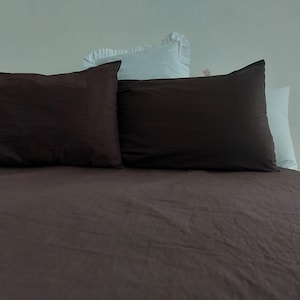 Linen 100% Dark Brown Sheet Set /dark Brown Bedding Set / Linen Bedding ...