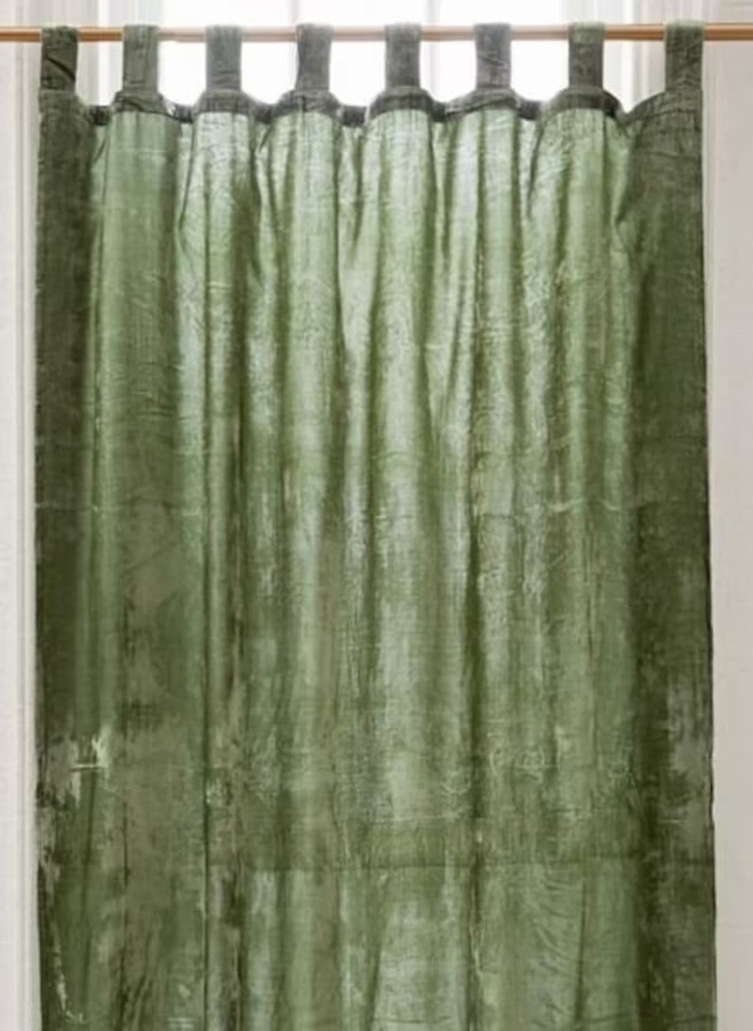 Sage Color Velvet Door Curtain 2 Panel Handmade Boho Curtains Sage ...
