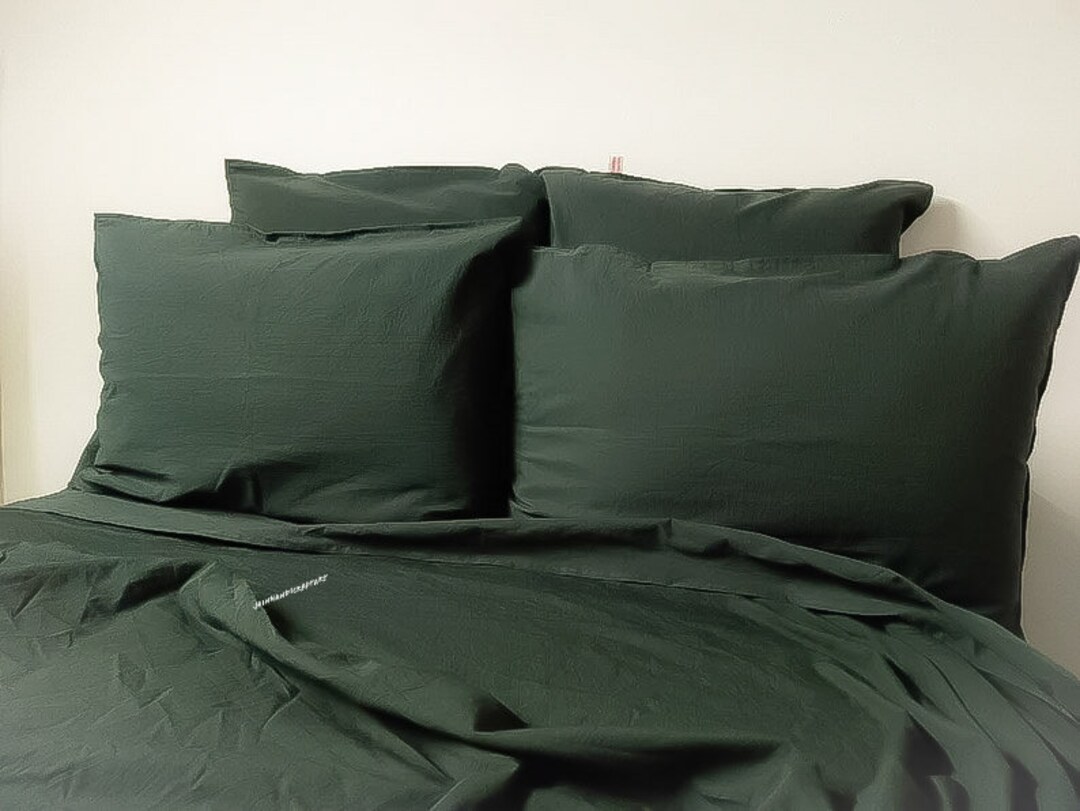 Linen 100% Pure/ Army Green Color Washed Cotton Duvet Cover With ...