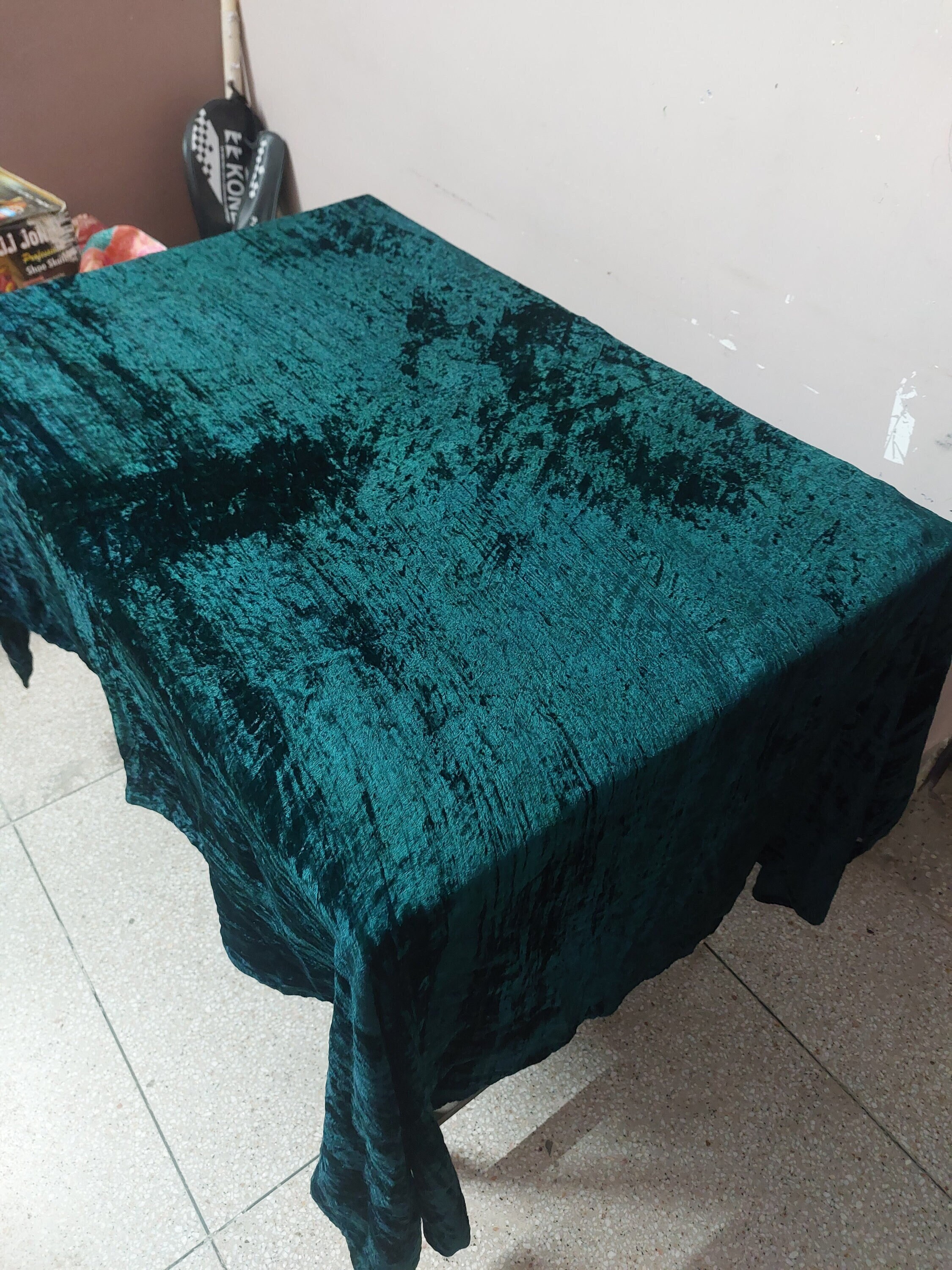Emerald Green Tablecloth, Rectangle, Farmhouse Tablecloth, Soft Velvet ...