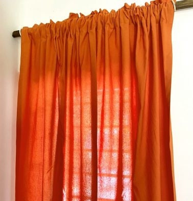 Linen Burnt Orange Curtain, Window Curtain Boho Curtain Bedroom Curtain ,linen Curtains, Two ...