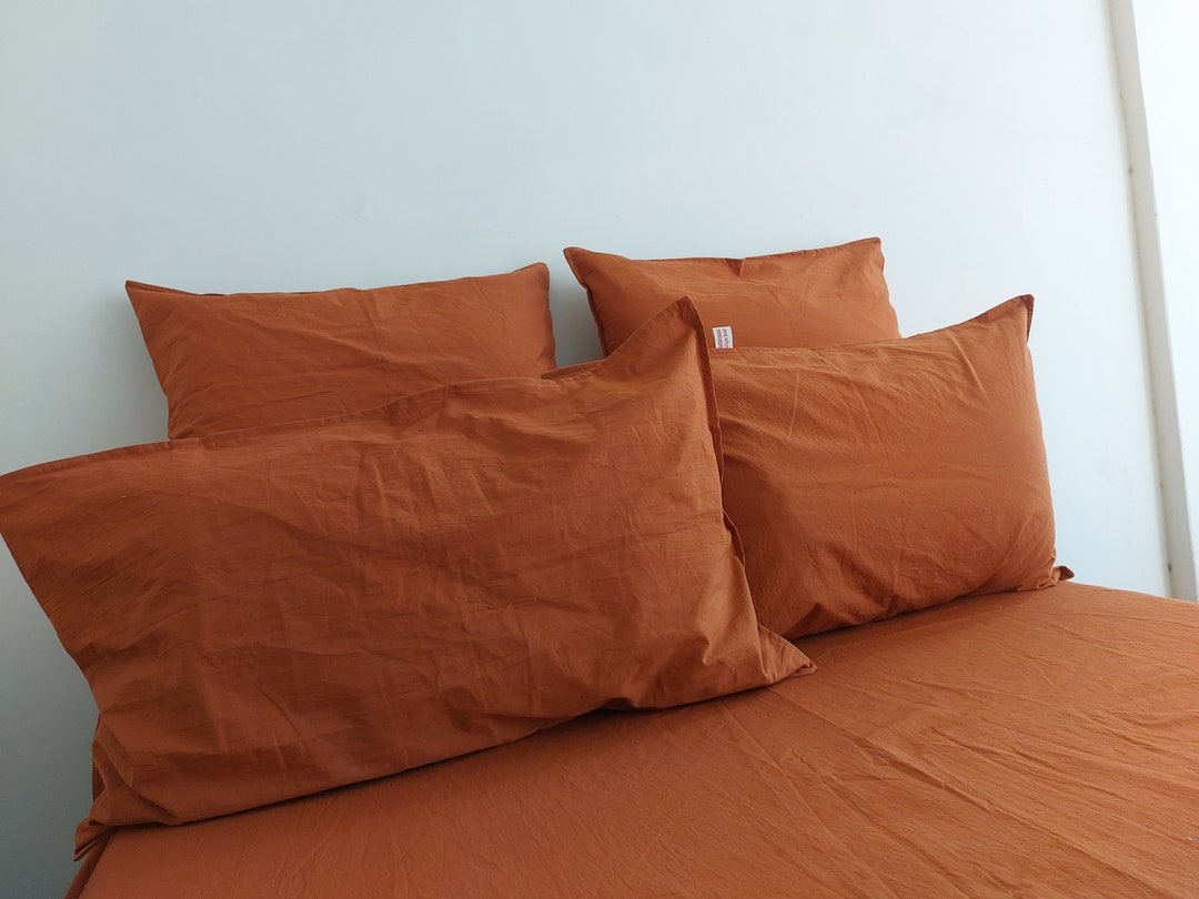 Linen 100% Pure Cinnamon Duvet Cover Pure Cotton Fabric Bedding Set ...