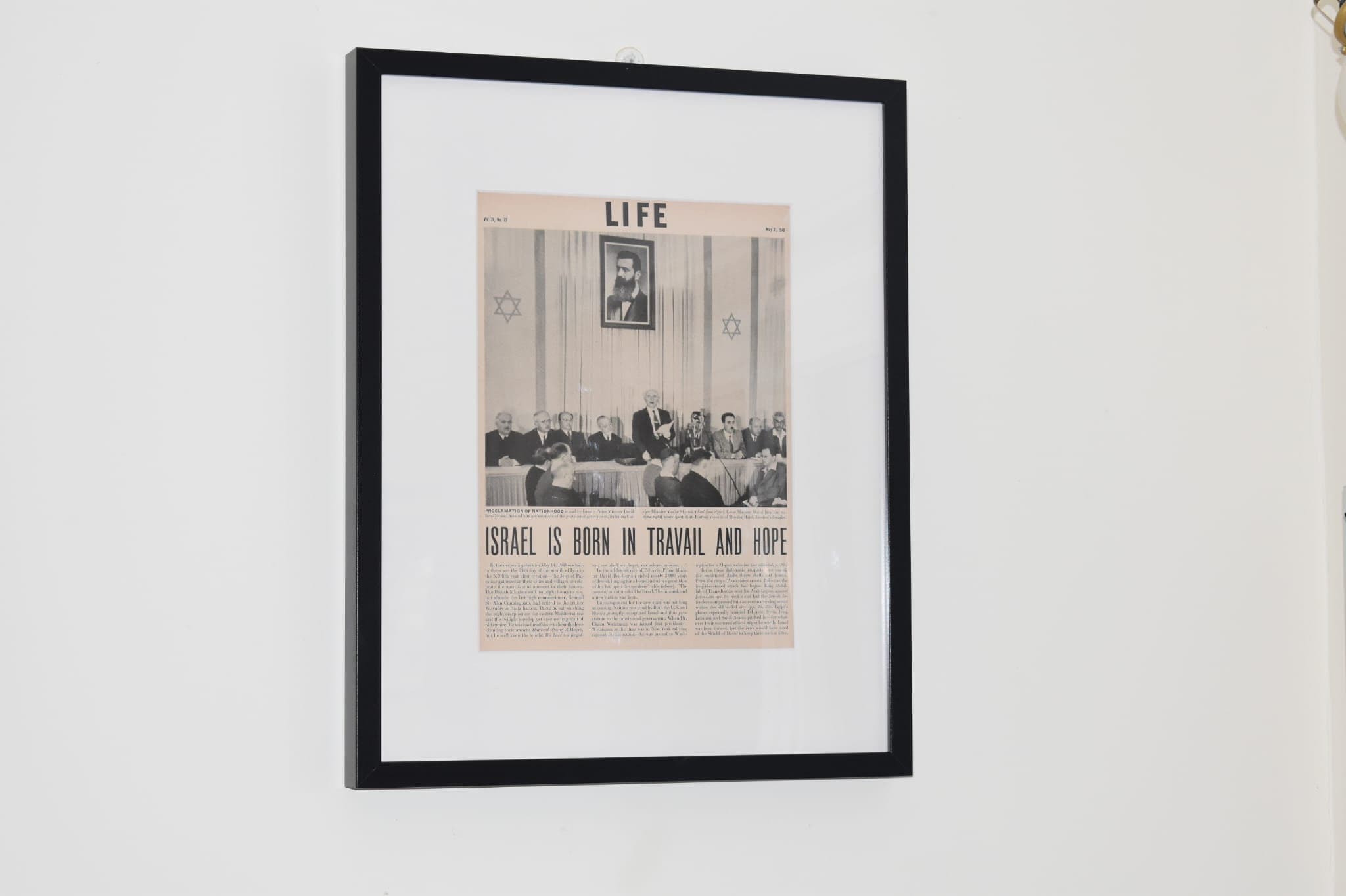 Framed Original LIFE Magazine Historic Page From 1948 David Ben Gurion ...