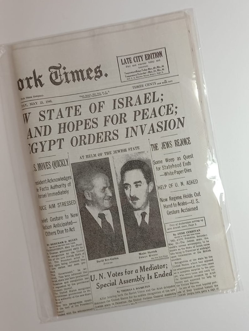 Israel is Born Newspaper Official 16-page Reprint of New York Times of ...