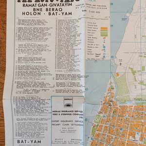 Historic Map | 51 Year-old Tel Aviv Tourist Map (english) | Printed in ...