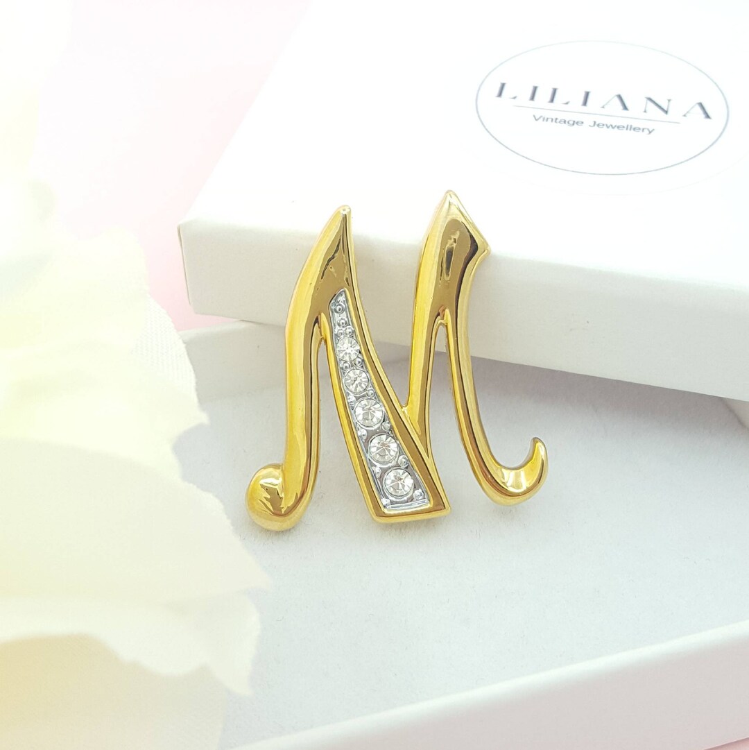 Initial M Brooch Alphabet Brooch Initial Brooch Pre-owned - Etsy