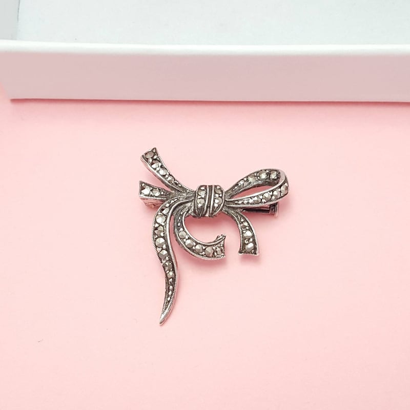 Marcasite Bow Brooch - Etsy