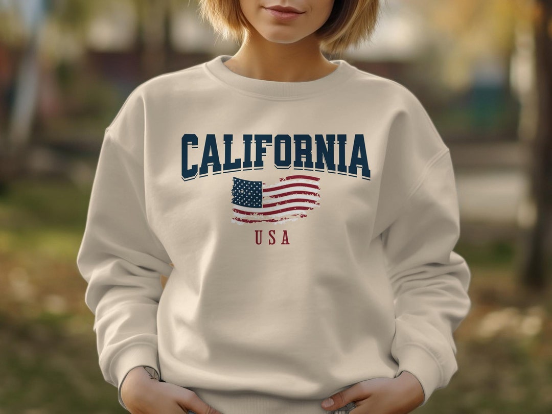California Sweatshirt, American Flag Usa Sweatshirt, California Sweater ...