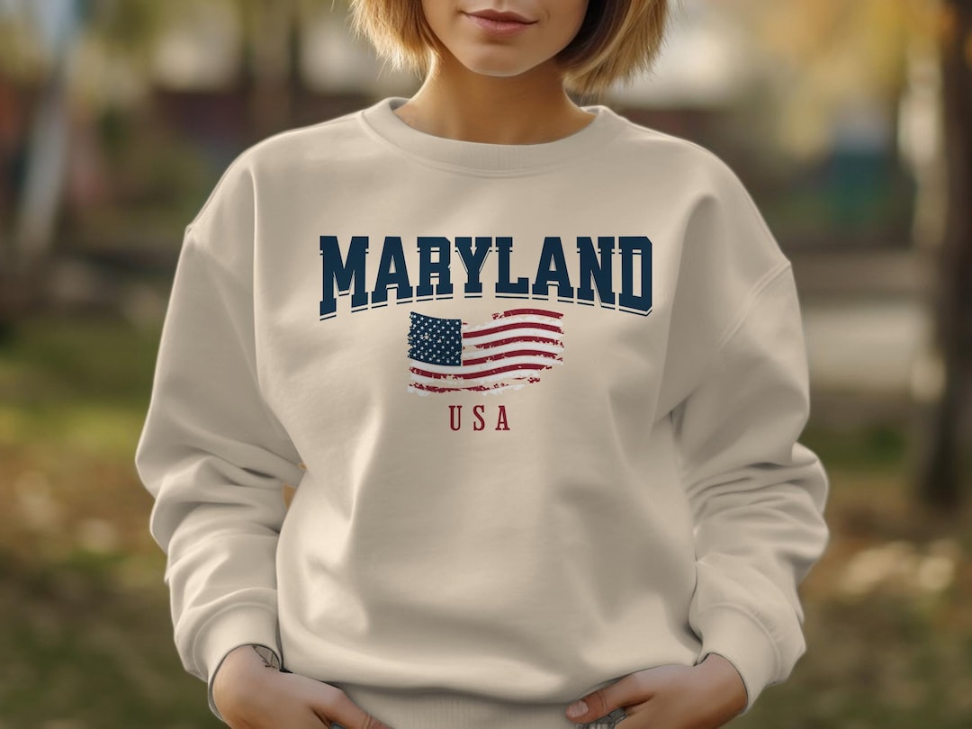 Maryland Sweatshirt, Vintage Maryland Sweatshirt, American Flag Usa ...