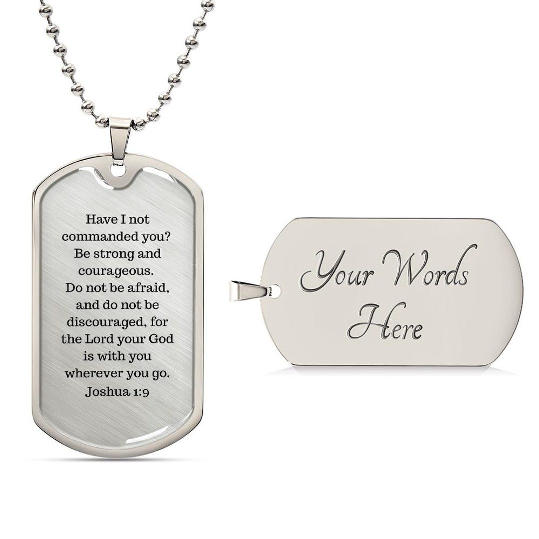 Luxury Christian Dog Tag Necklace – Joshua 1:9 “be Strong & Courageous ...