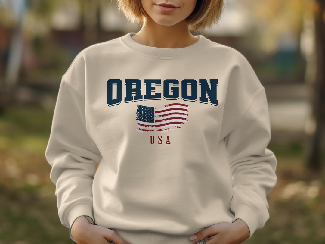 Oregon Sweatshirt, American Flag USA Sweatshirt, Oregon Vintage Clothes ...