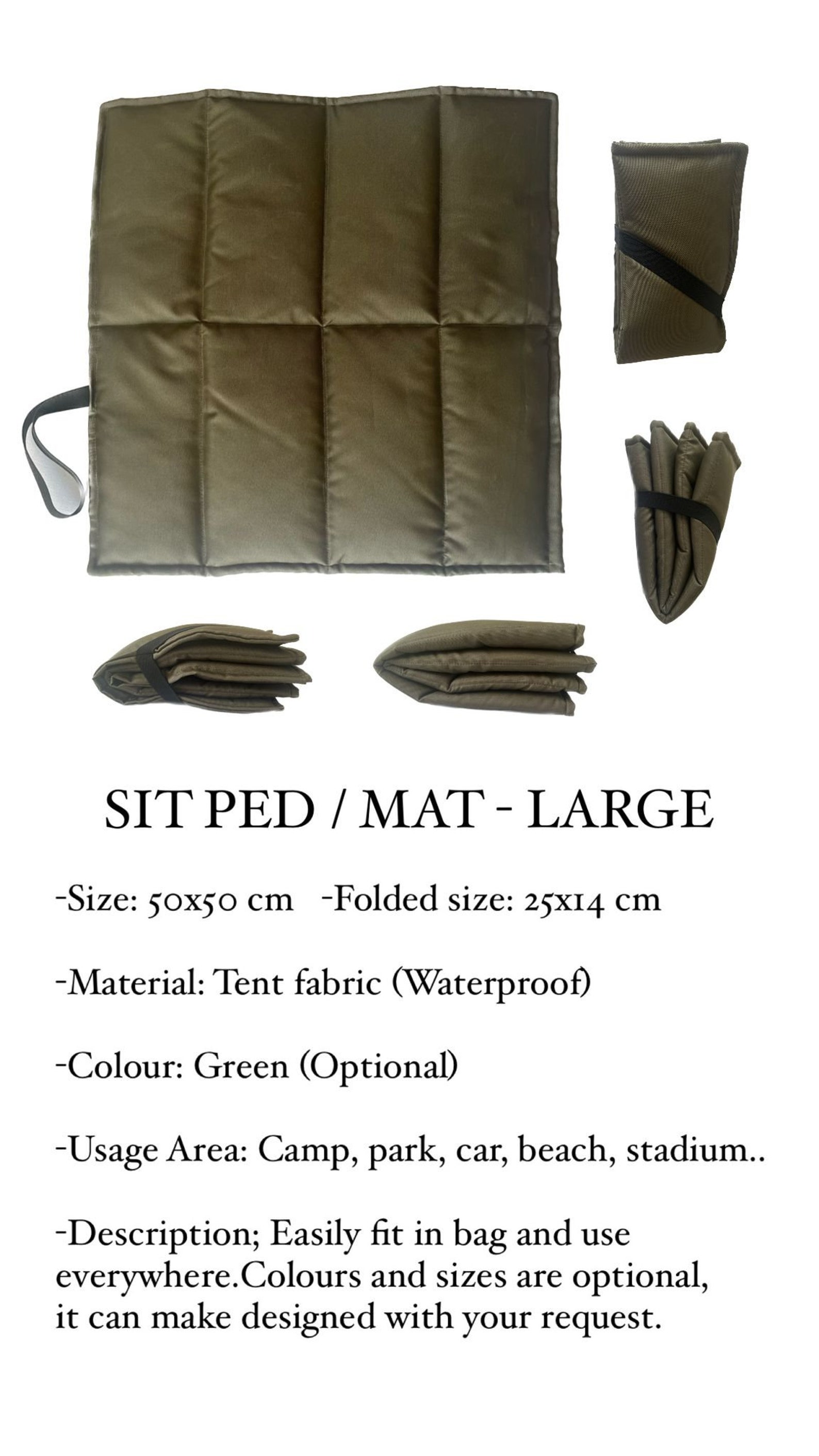 Camping Seating Mat Tent Fabric Waterproof Foldable Sit Pad, Large ...