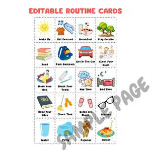 Editable Kids Routine Cards I Visual Schedule Daily Cards, Toddler ...