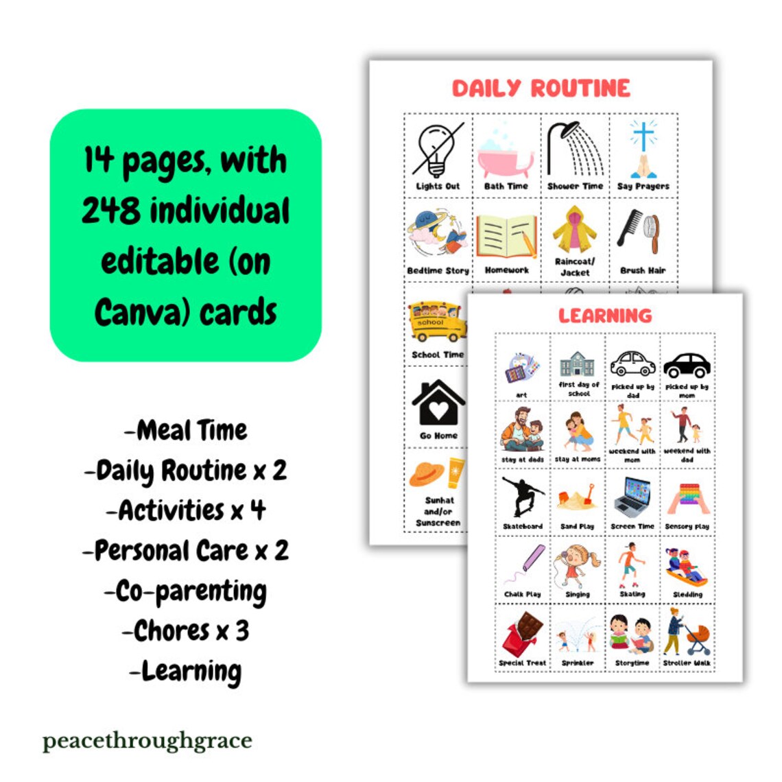 Editable Kids Routine Cards I Visual Schedule Daily Cards, Toddler ...
