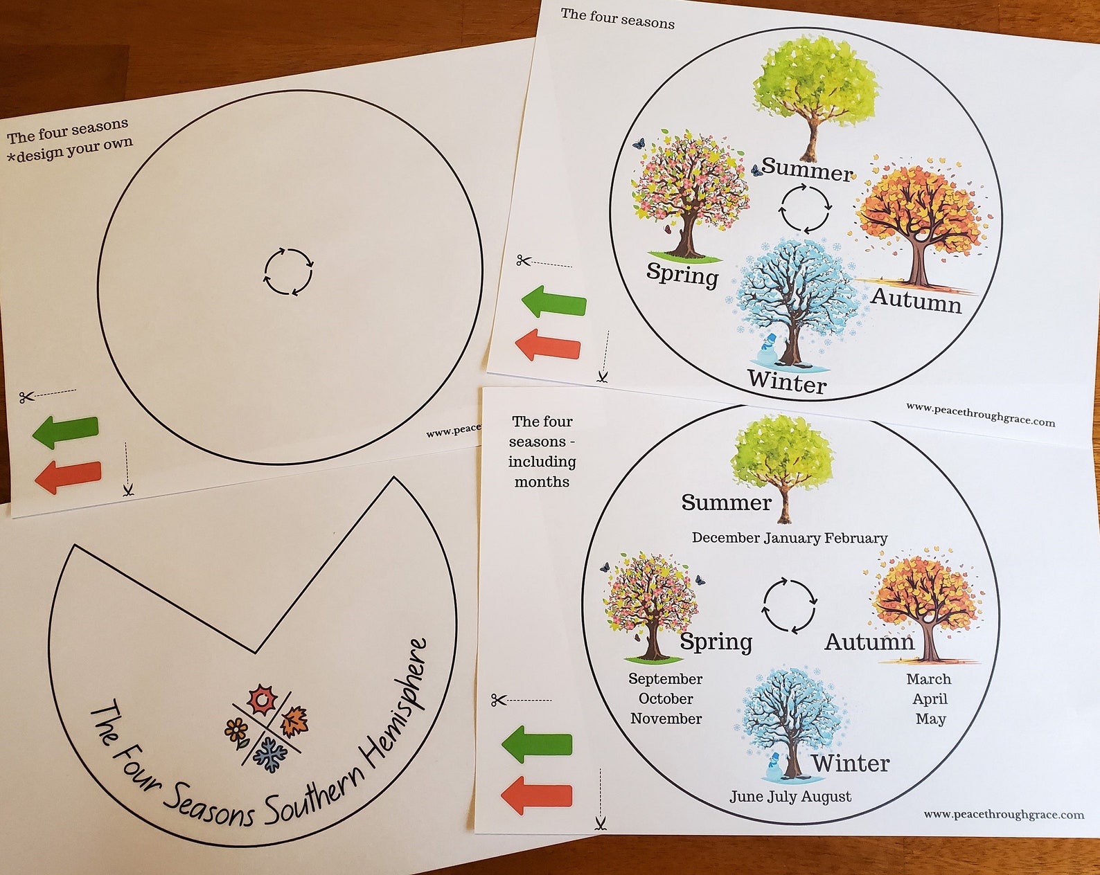 SEASONS WHEEL Southern Hemisphere + EXTRAS - Season Spinner, Chart ...