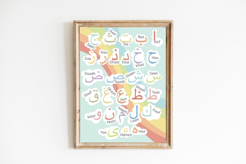 Arabic Alphabet Poster Arabic Learning Poster Nursery - Etsy