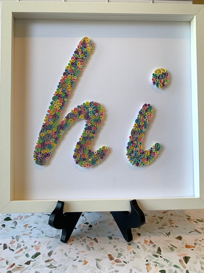 12x12 Paper Quilled 'hi' Pastel Artwork - Etsy