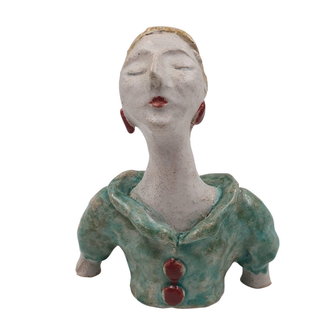 Vintage Ceramic Woman Sculpture - Handcrafted Figurine - Contemporary ...