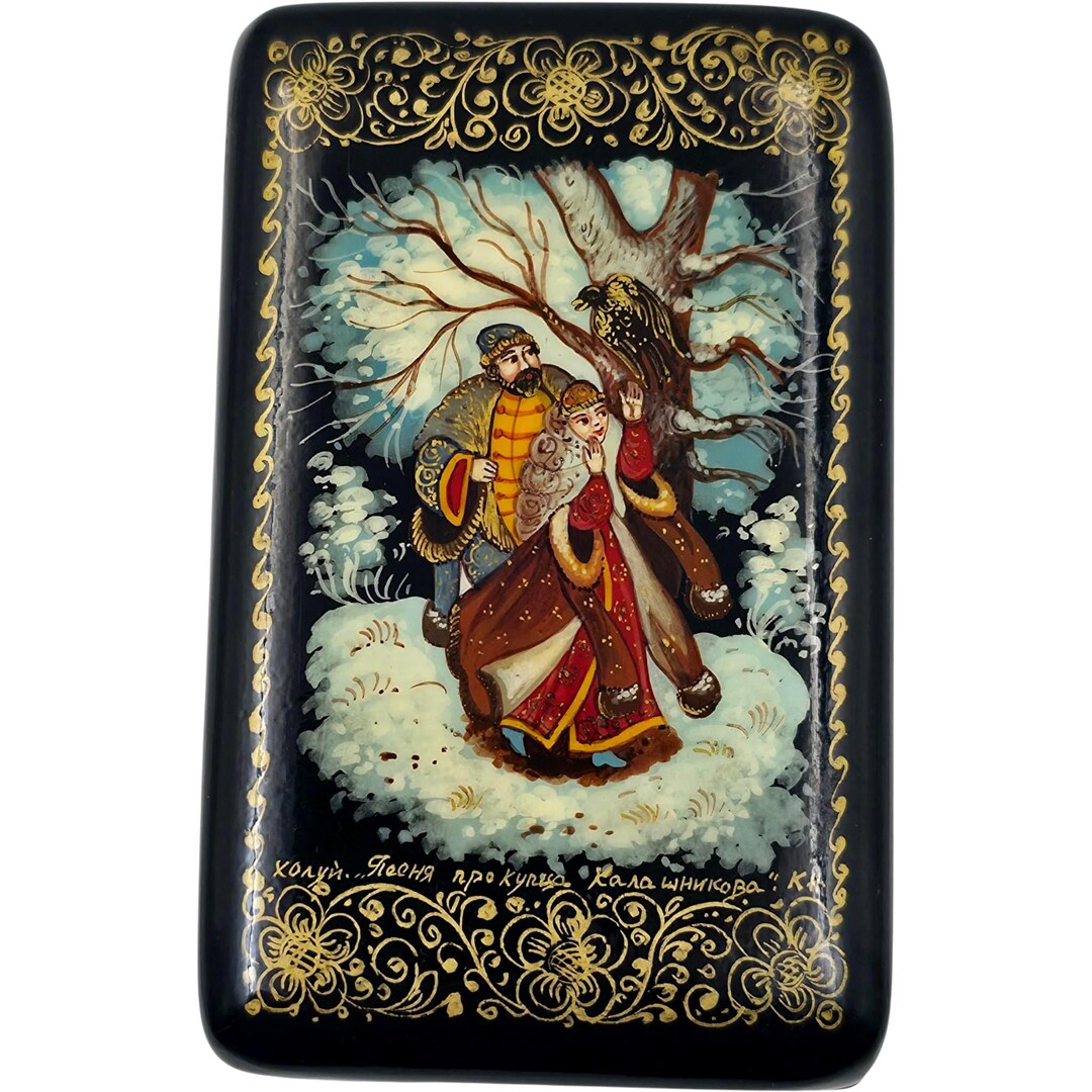 Vintage Kholuy Lacquer Box: "the Song of Merchant Kalashnikov", Hand ...
