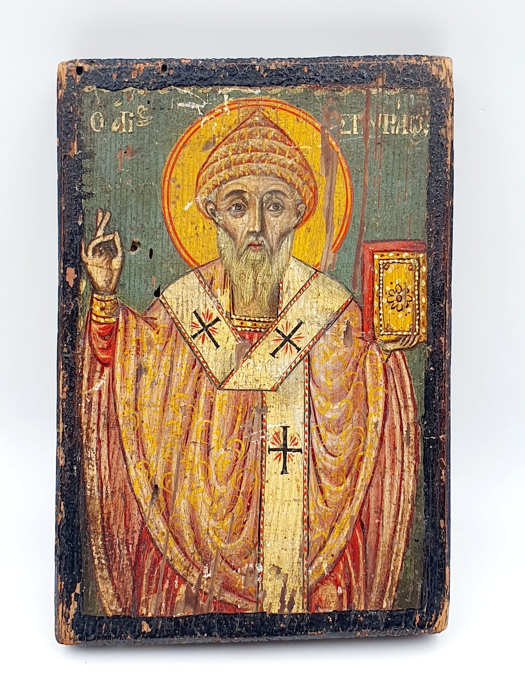 Religious Wooden Icon Greek Orthodox Christian Decor Housewarming Gift ...