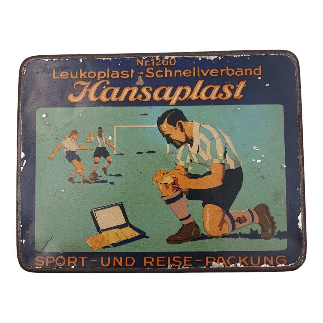 Vintage Tin Box – Football Soccer Theme, Hansaplast Leukoplast Nr. 1260 ...