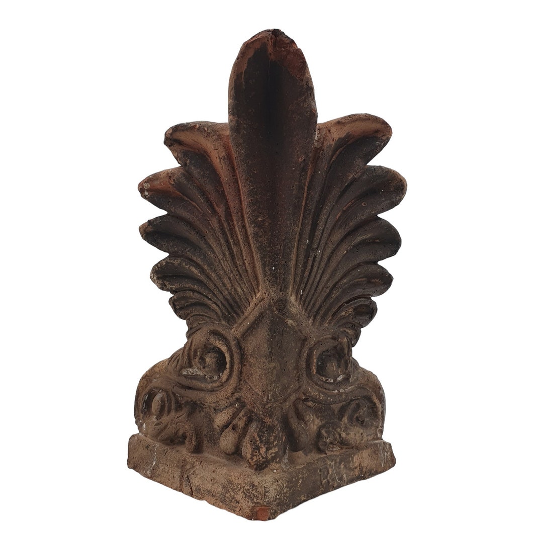 Greek Corner Ceramic Antefix – Anthemion Flower Design, Classical ...