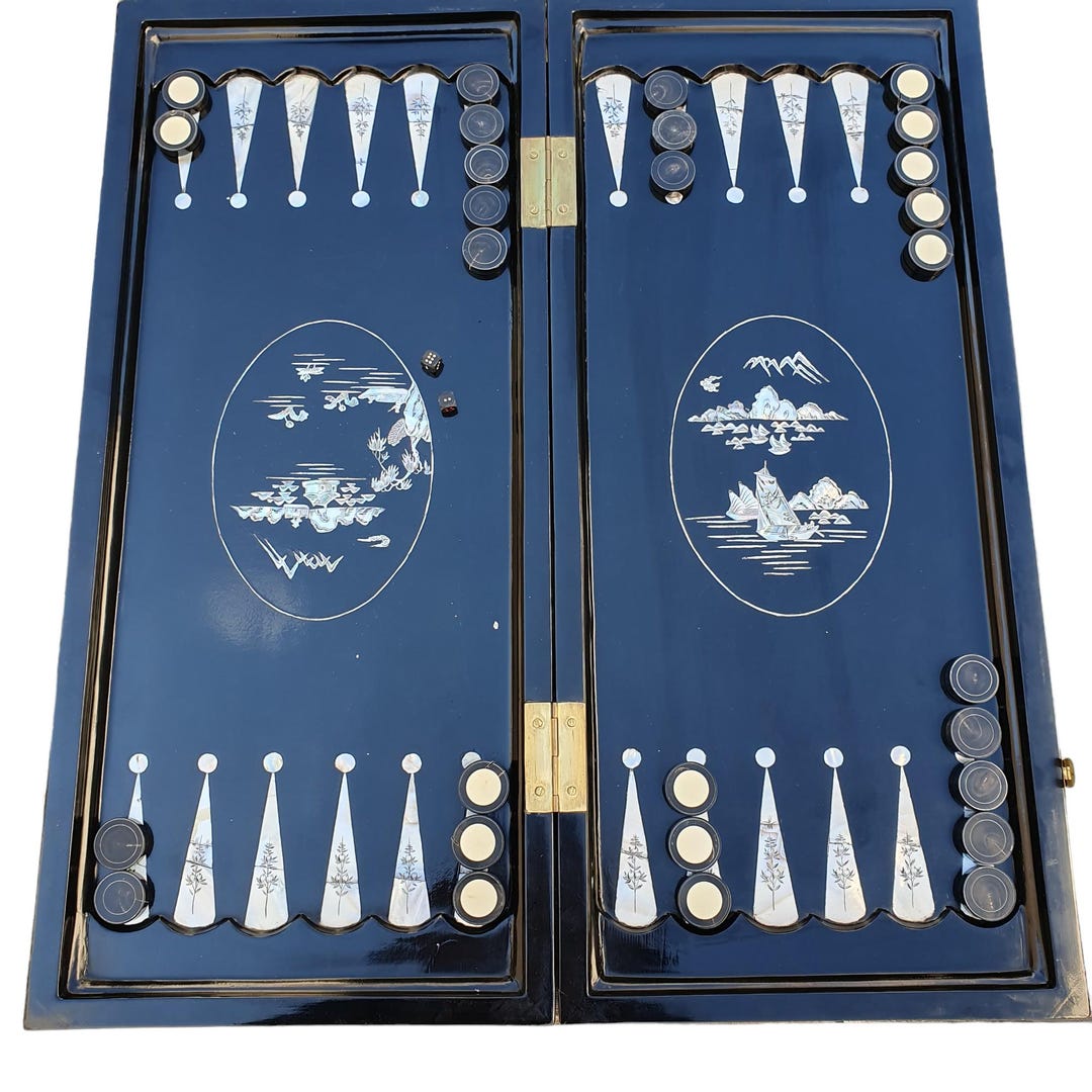 Chess and Backgammon, Board and Chess Made of Mother-of-pearl and ...