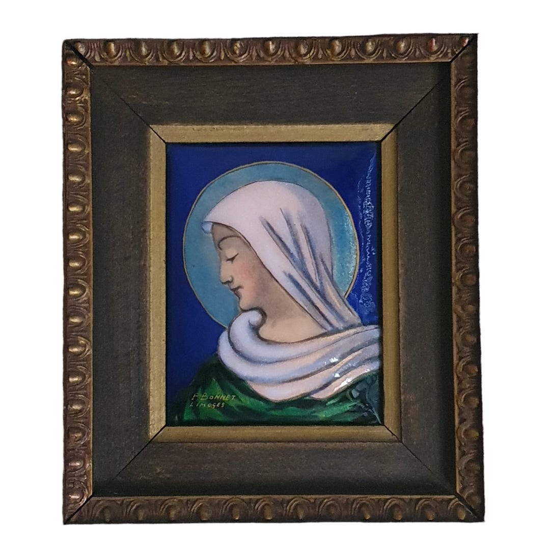 Limoges Virgin Mother Mary by P.bonnet-religious Enamel Painting ...