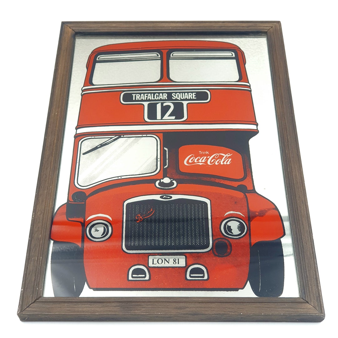 Vintage Coca-cola Mirror Red Trafalgar Square 12 Bus Wooden Frame ...