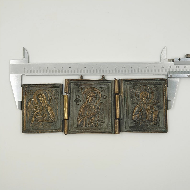 Antique Triptych Brass Icon Christian Orthodox Triptych - Etsy