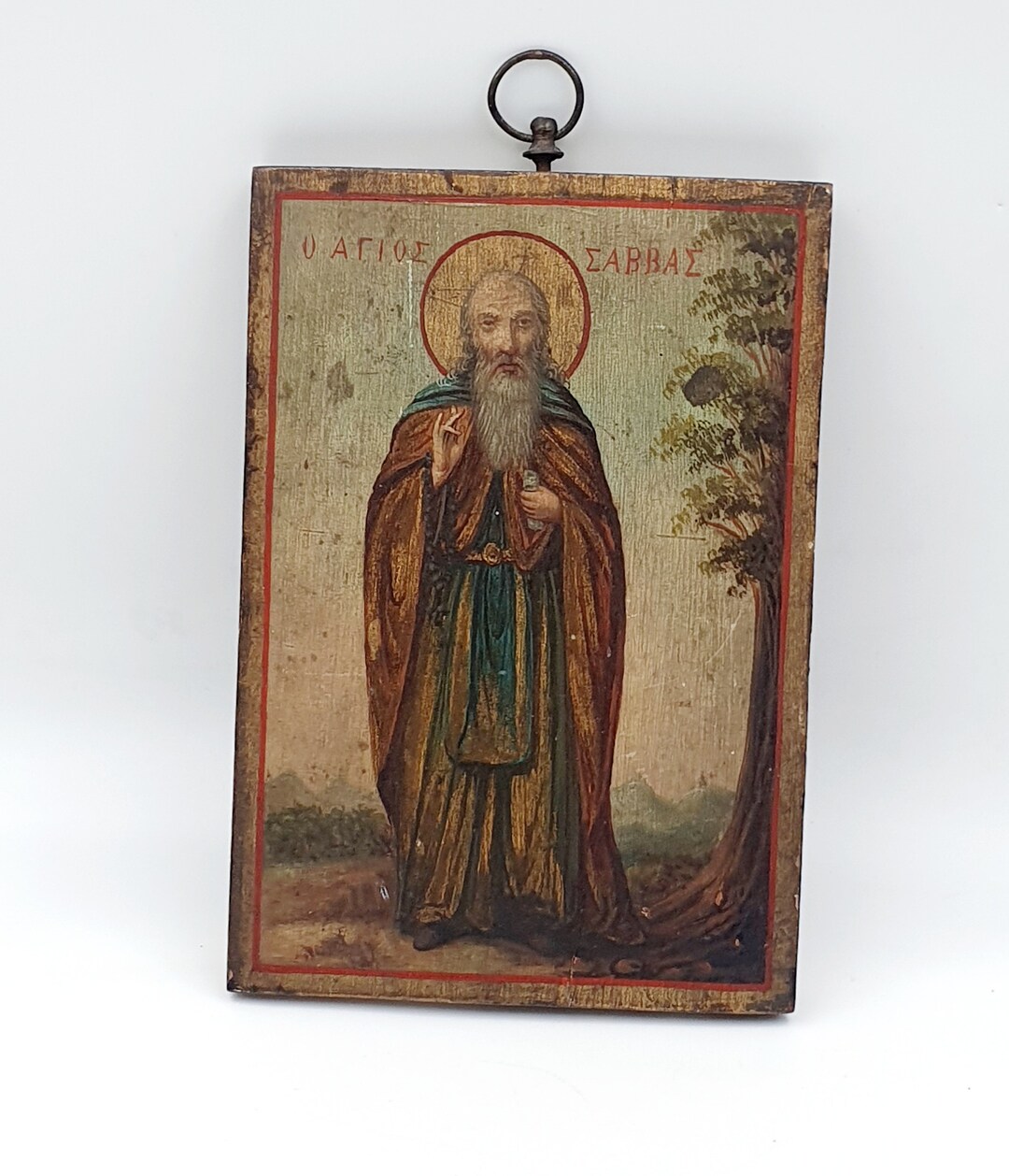 Handpainted Wooden Icon of Saint Savvas Antique Greek - Etsy