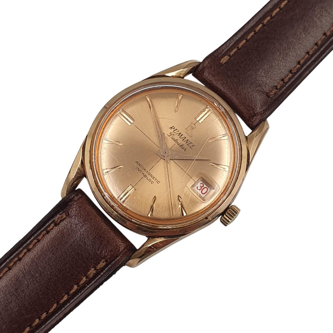 Vintage Swiss Rumanel Datostar 17 Jewels Men's Watch – Hand-winding ...
