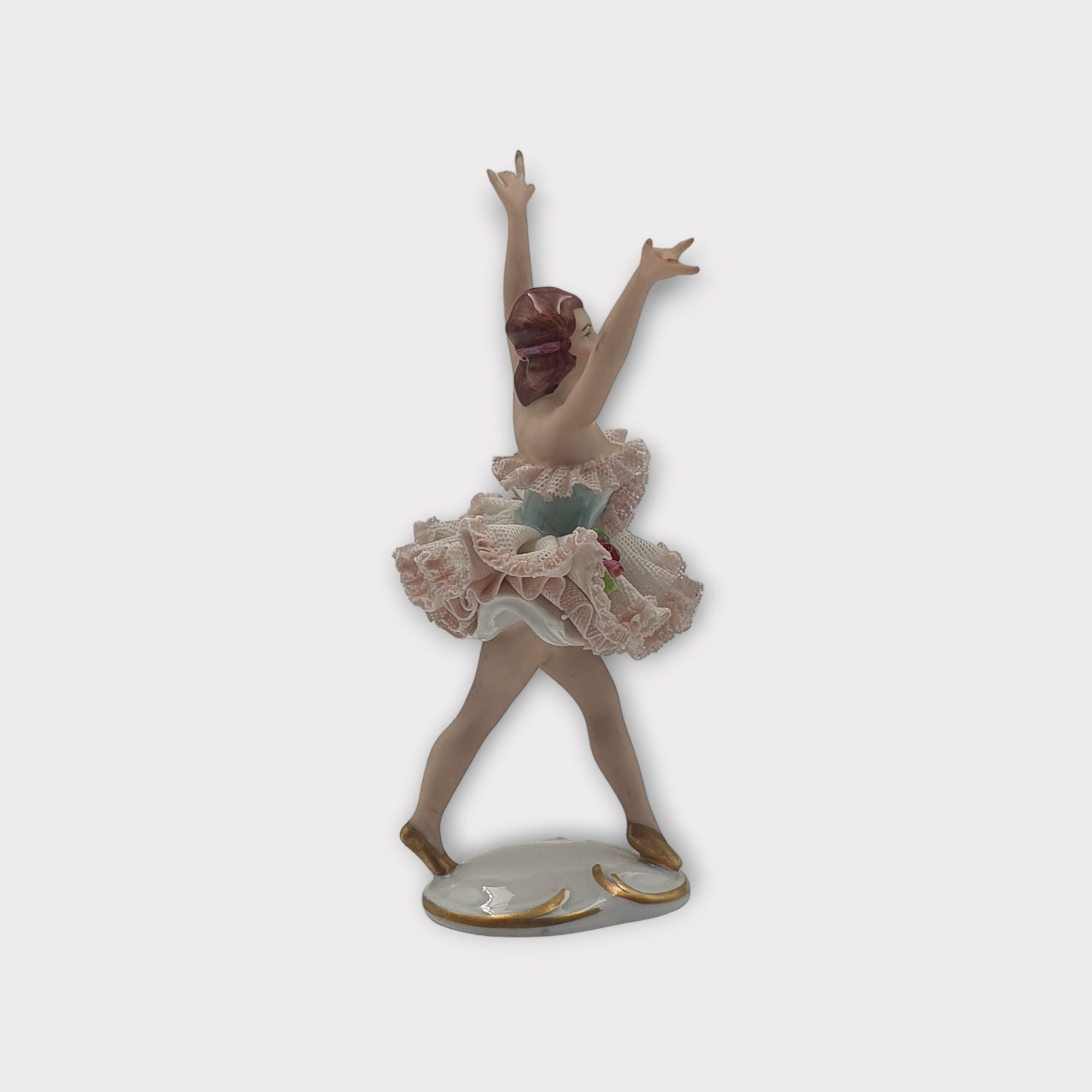 Dresden Porcelain Figurine Dancer, Vintage Ballet Dancer, Lace Dress ...