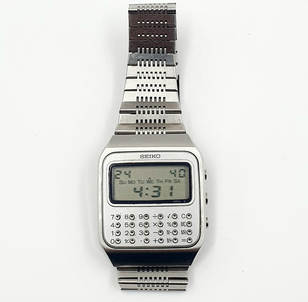 Seiko Calculator Watch 1970s LCD Display C153 5007 Rare Retro Timepiece ...