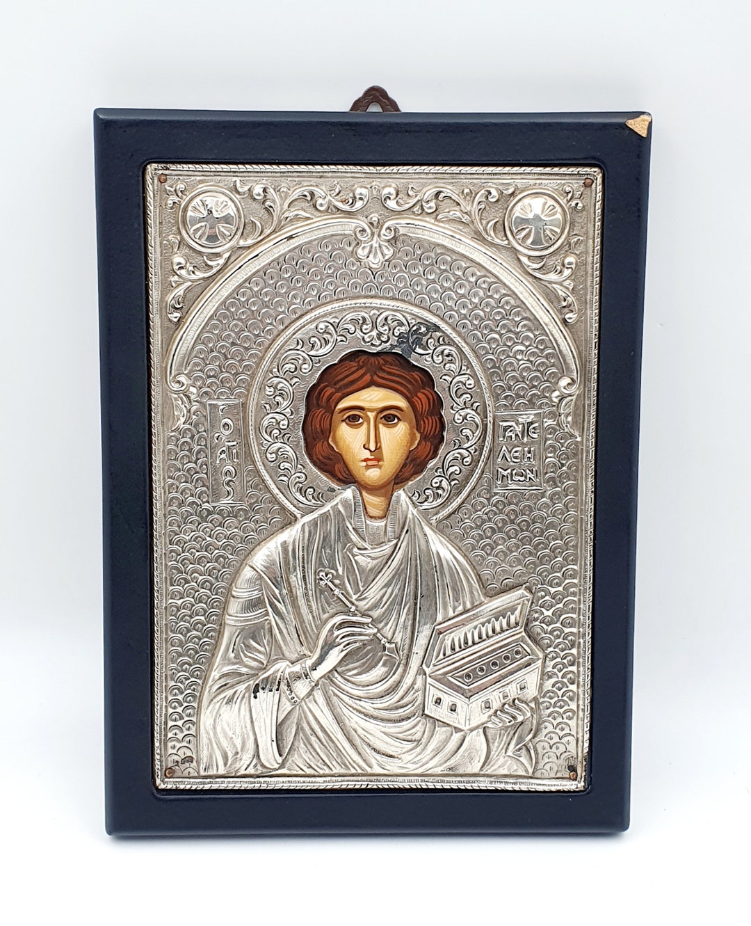 Saint Panteleimon Silver Orthodox Icon, Church Icons, Holy Icons, Religious Art, Orthodox Icons ...