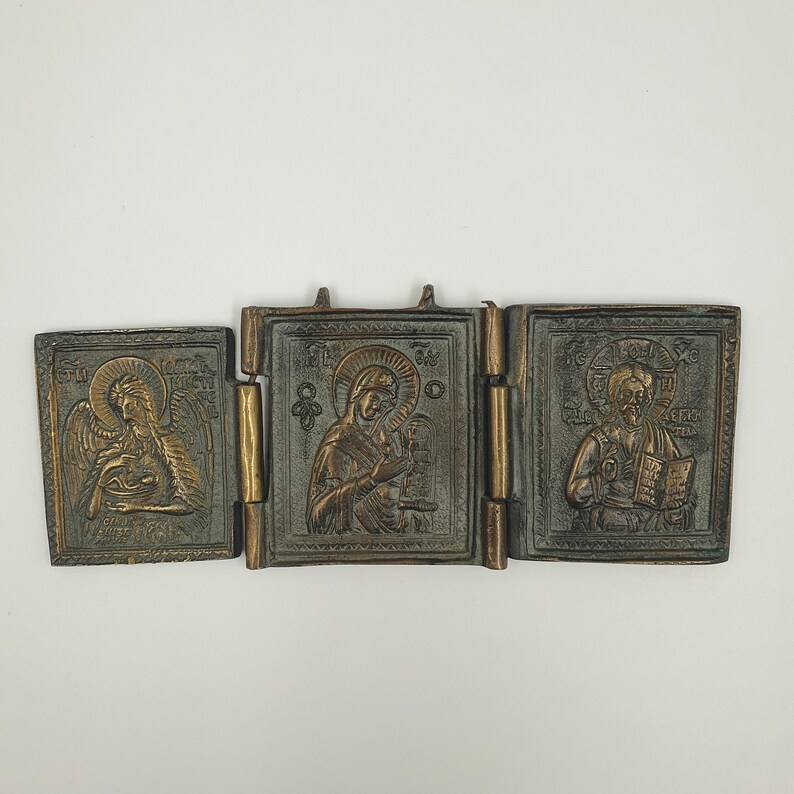 Antique Triptych Brass Icon Christian Orthodox Triptych - Etsy